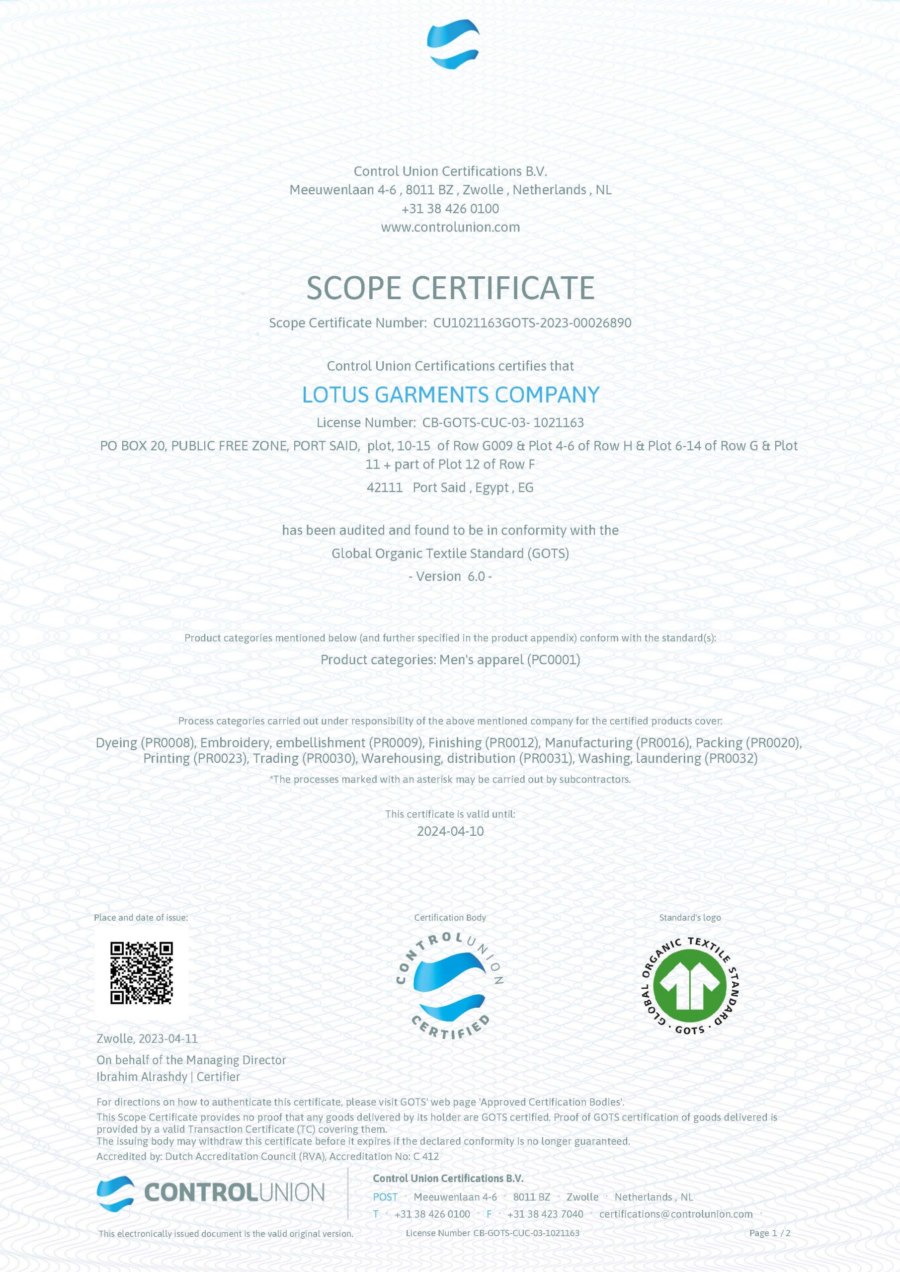 Certificates - Lotus