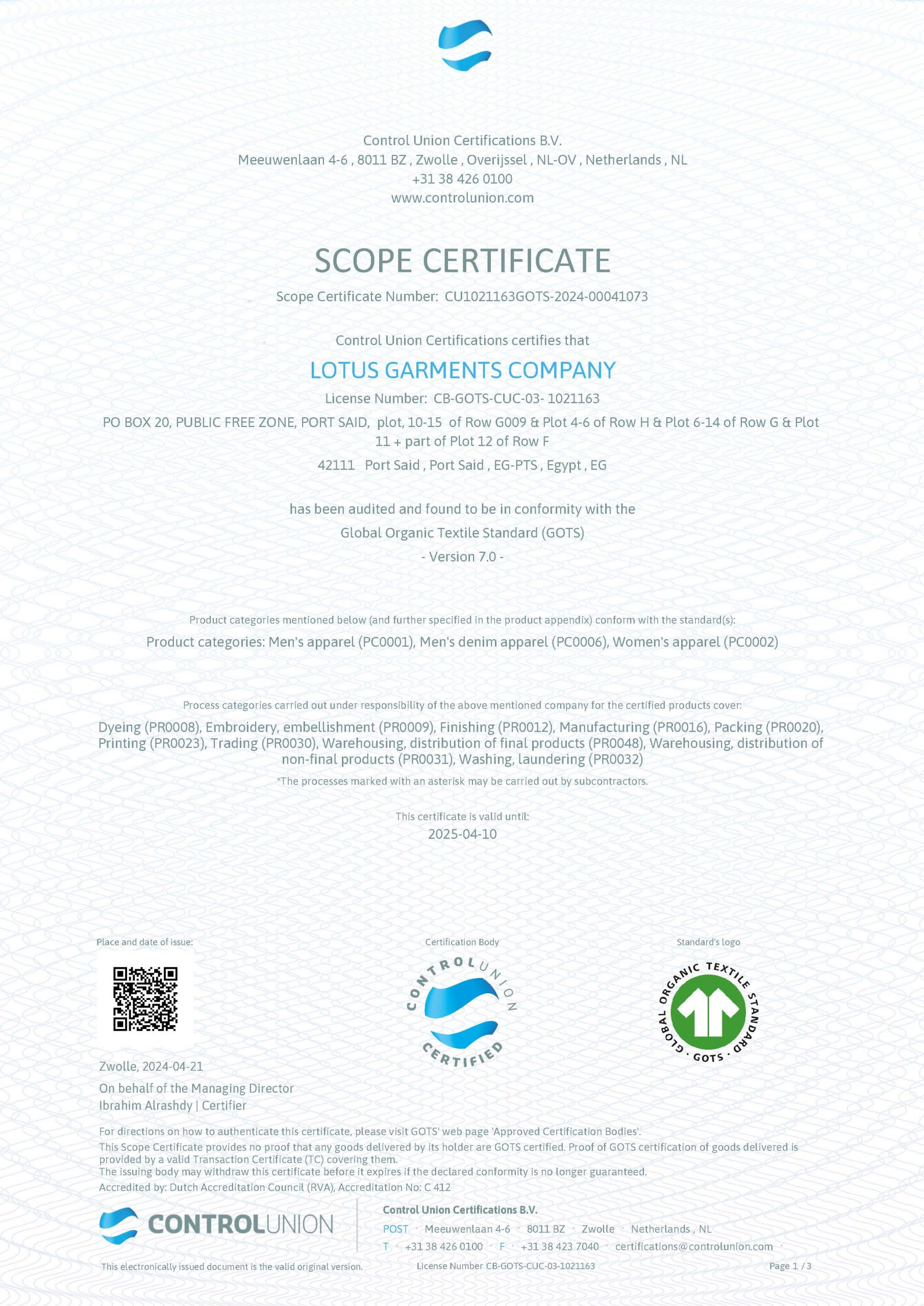 Certificates - Lotus